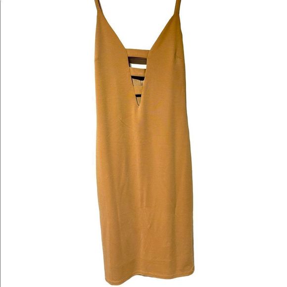 Forever 21 | Dresses | Taupe Cage Frontsheath Dress Large | Poshmark